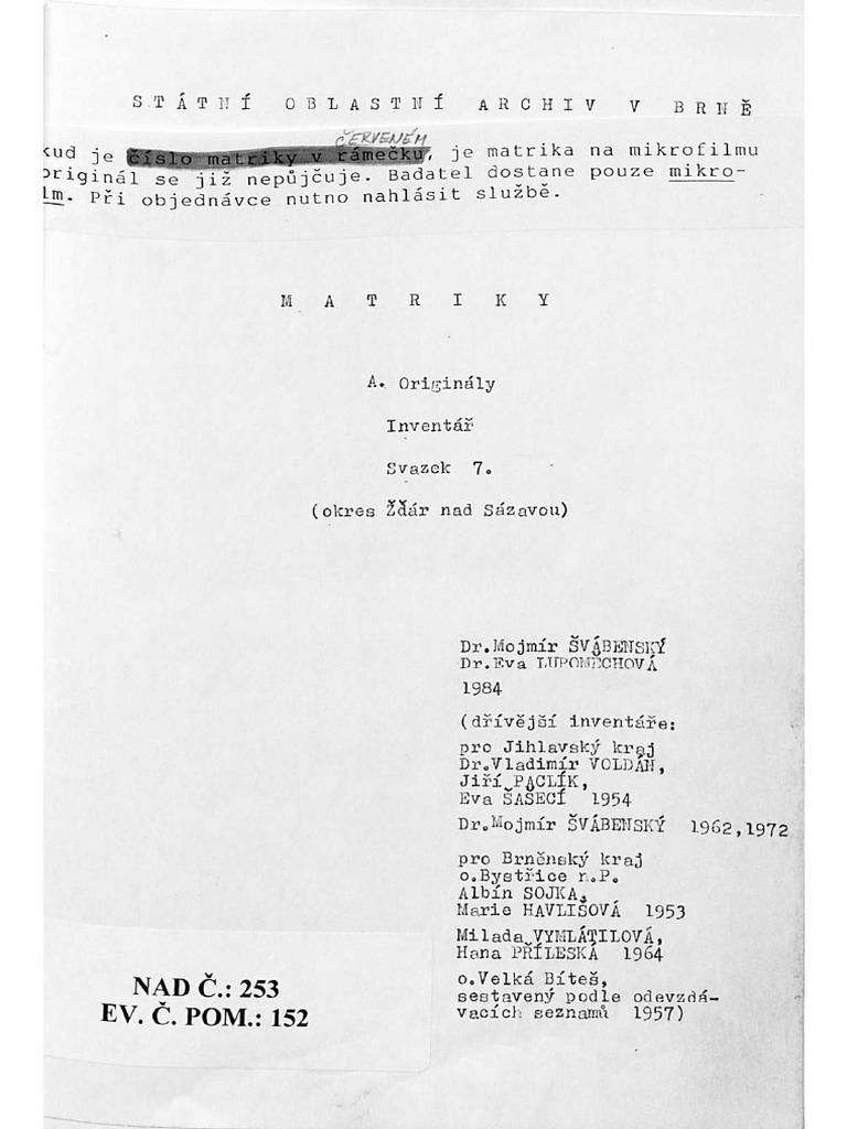 Inventar E67 Zdar | PDF