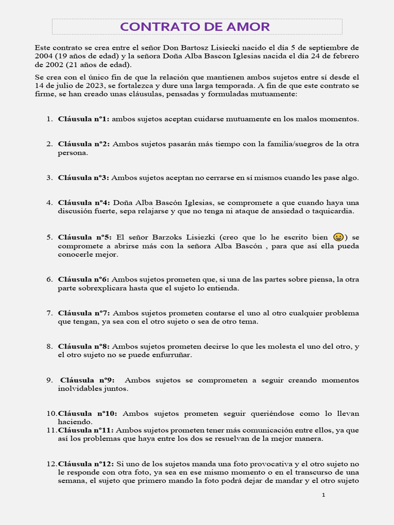 Contrato de Amor - Signed | PDF
