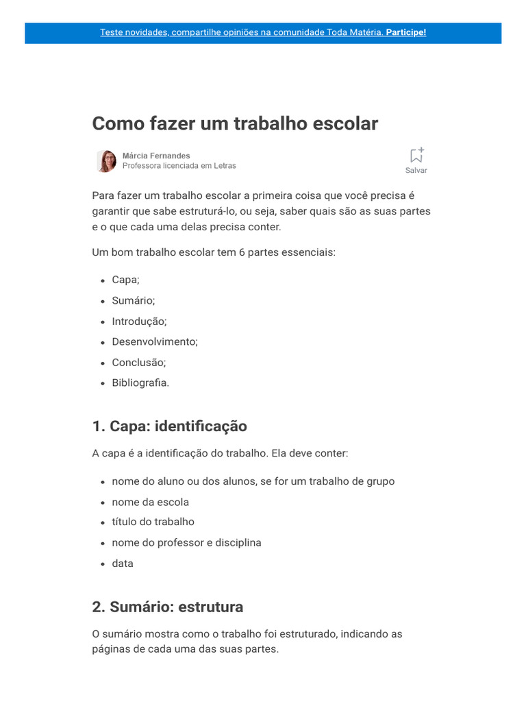 Como Estruturar um Trabalho Escolar | PDF | Bibliografia | Livros