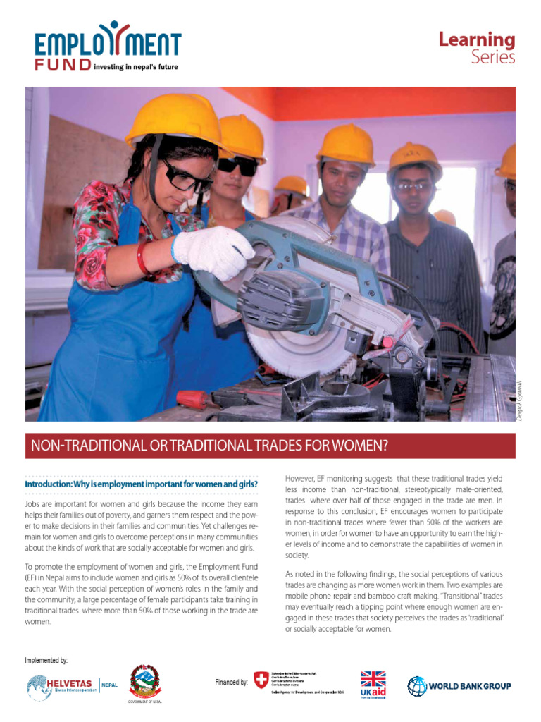 Non Traditional or Traditional Trades For Women 1 | PDF | Employment ...