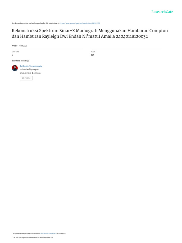 Rekonstruksi Spektrum Sinar-X Mamografi Menggunakan Hamburan Compton Dan Hamburan Rayleigh Dwi ...