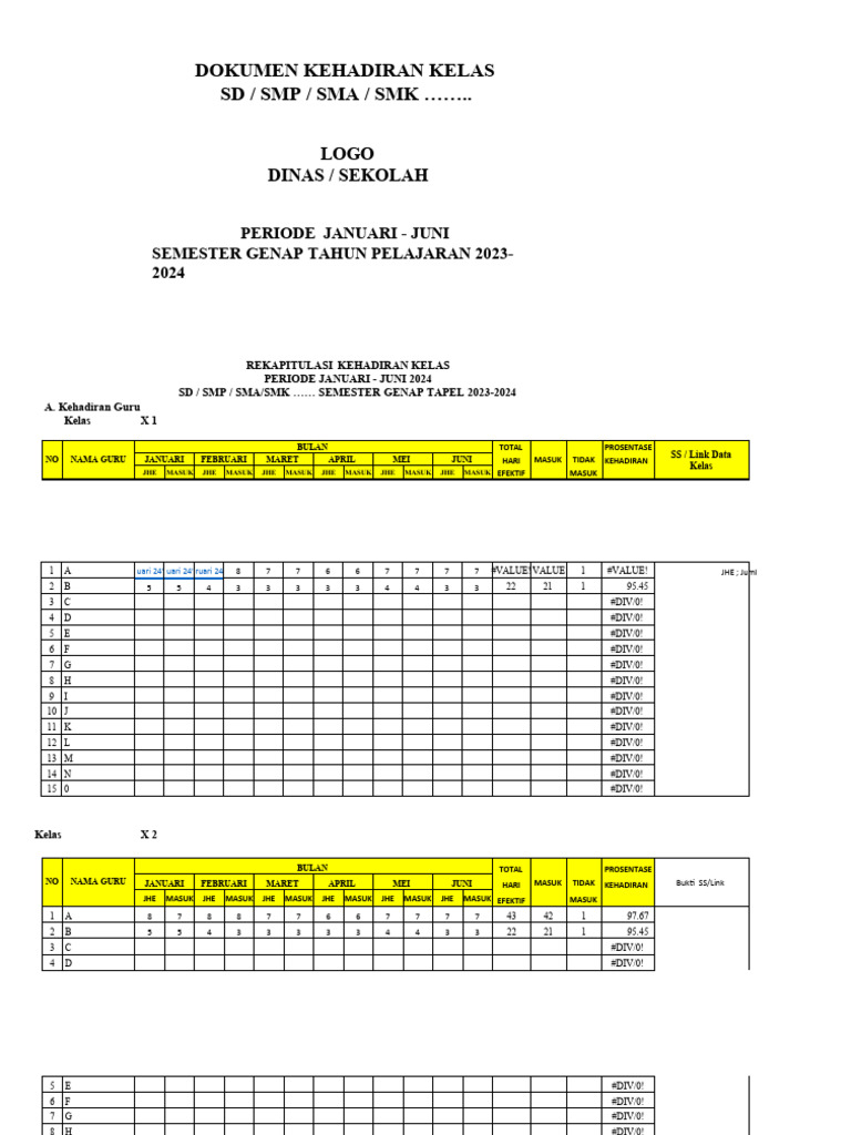 Rekap Kehadiran Guru dan Siswa 2024 | PDF