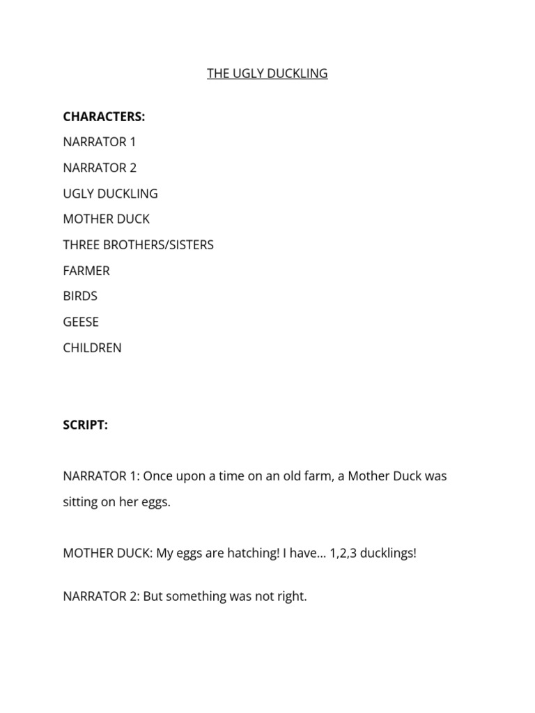 The Ugly Duckling | PDF | Duck | The Ugly Duckling