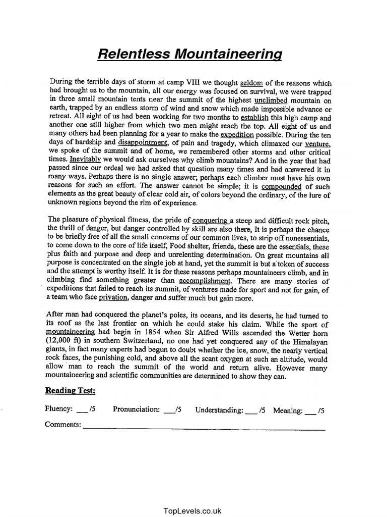 A Year 9 Comprehension I | PDF