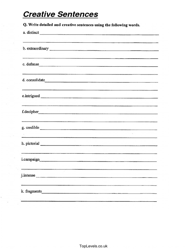 Year 9 Creative Sentences 4 | PDF