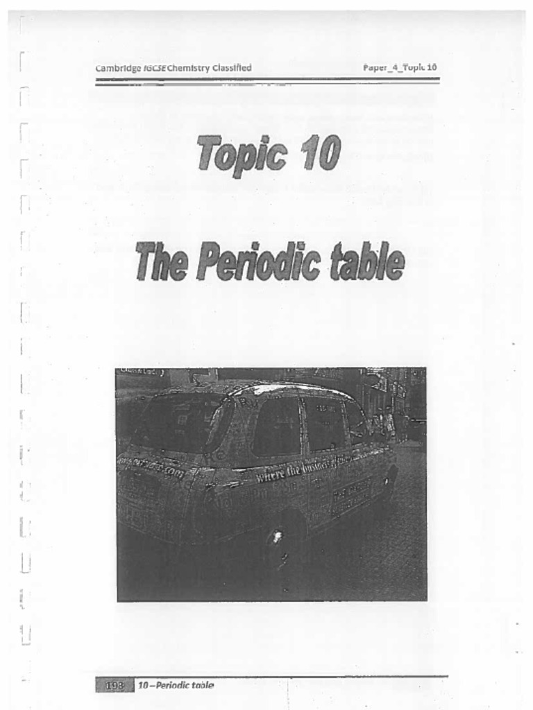 10 - (IGCSE Classified Chemistry 0620 Paper 4) Periodic Table | PDF