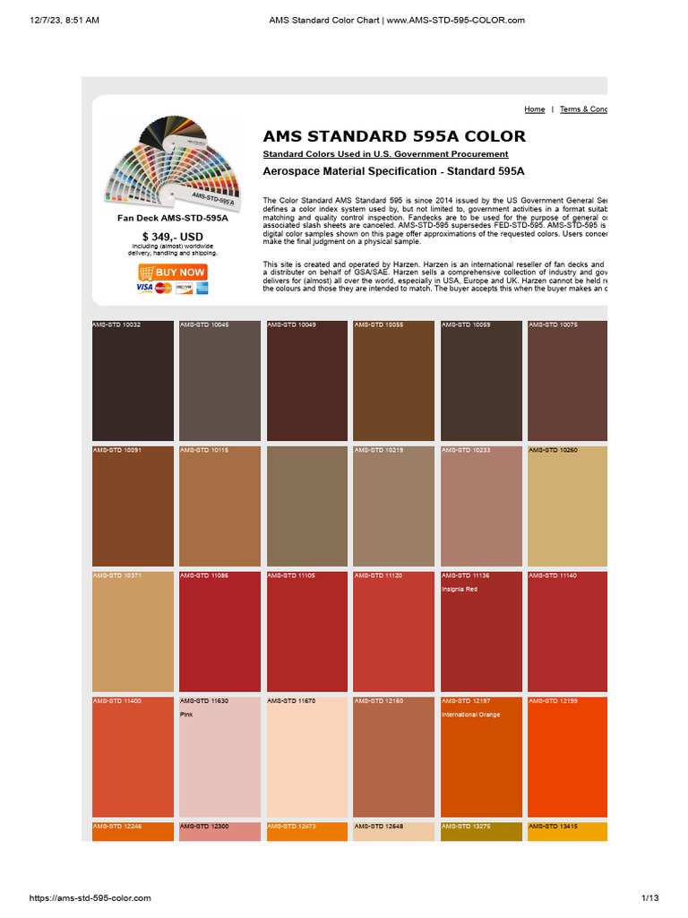 AMS - STD-595A Colors | PDF | Brown | Green