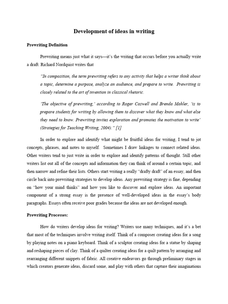 Development of Ideas in Writing | PDF | Idea | Evidence