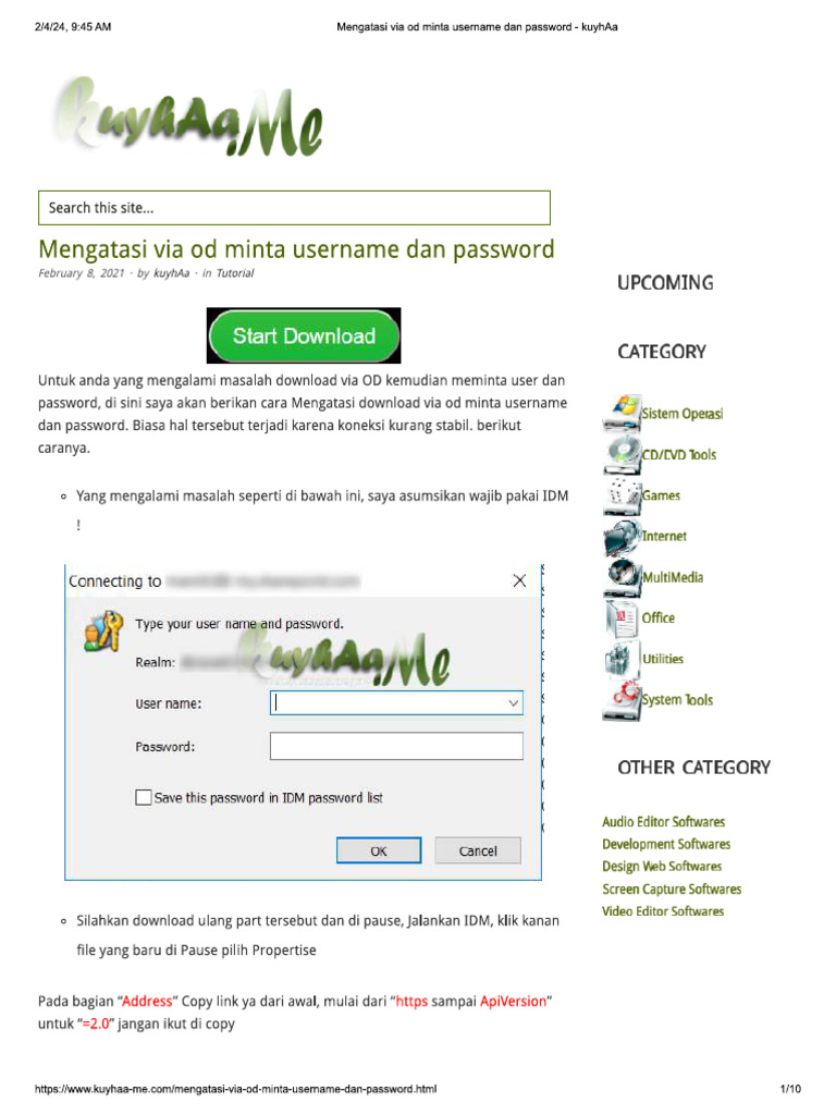 Mengatasi Via Od Minta Username Dan Password - Kuyhaa | PDF