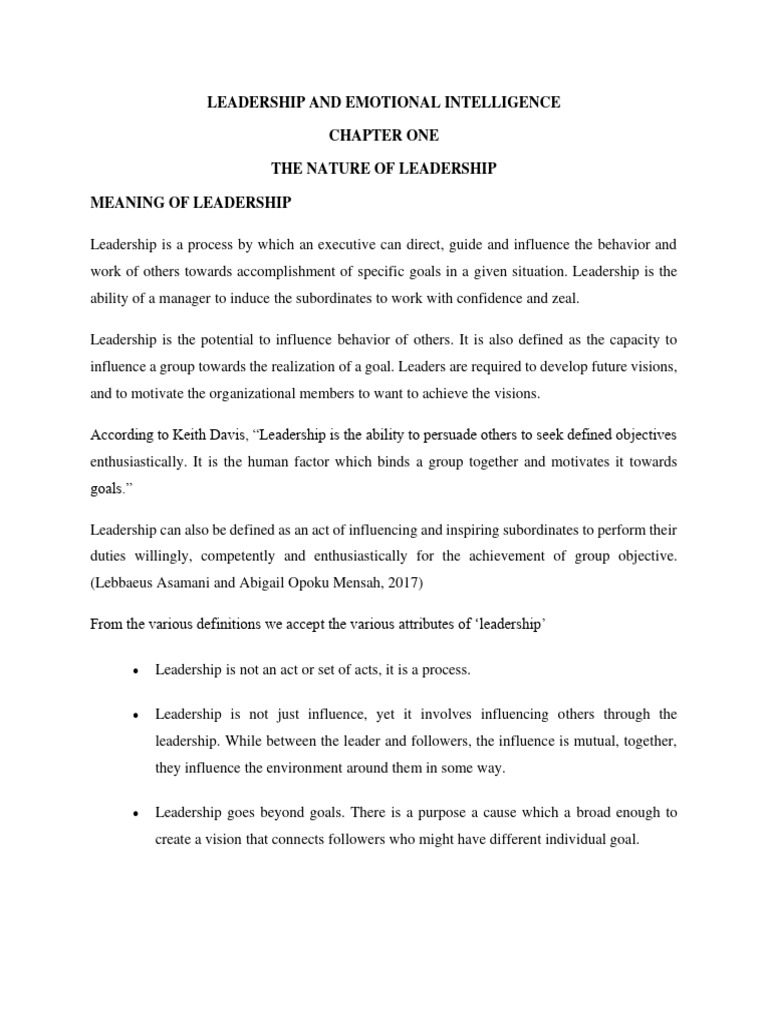 Leadership and Emotional Intelligence Notes | PDF | Leadership ...