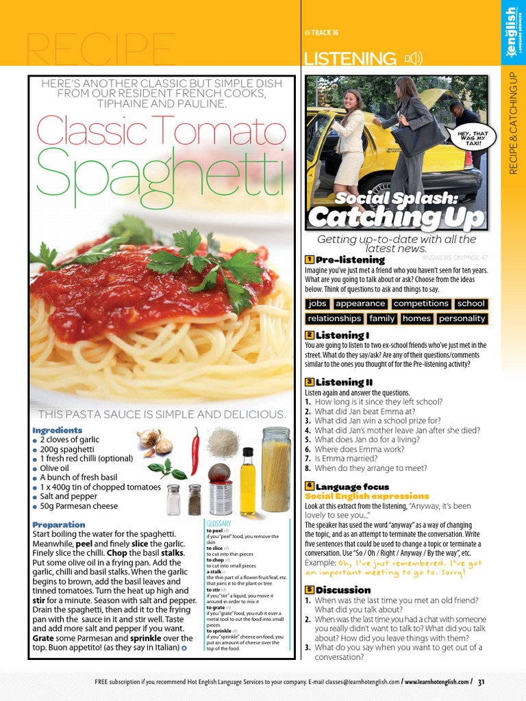Classic Tomato Spaghetti Recipe | PDF | Spaghetti | Food And Drink