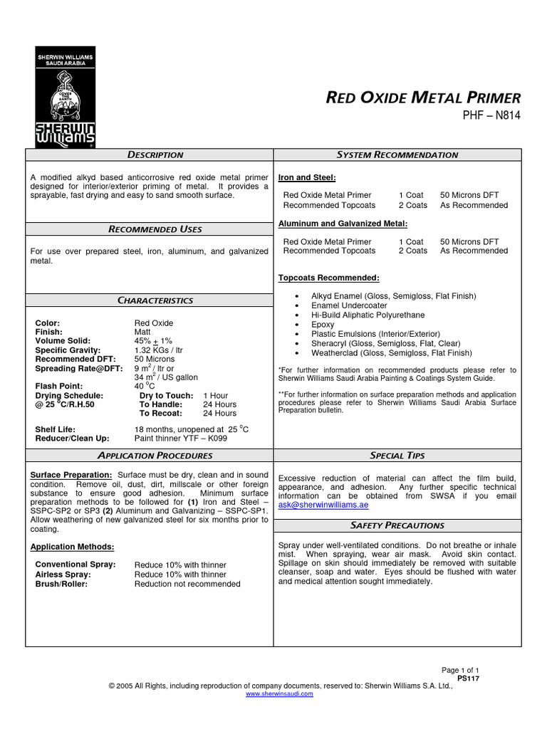 Red Oxide Metal Primer Overview | PDF | Paint | Industrial Processes
