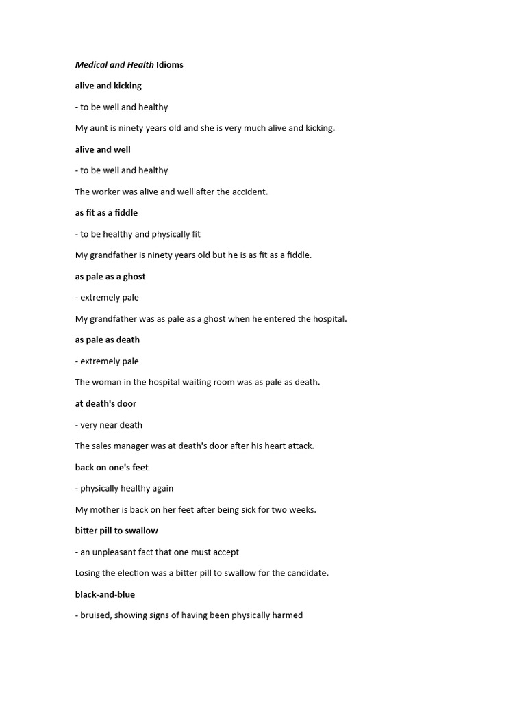 Medical and Health Idioms | PDF | Physical Examination | Childbirth