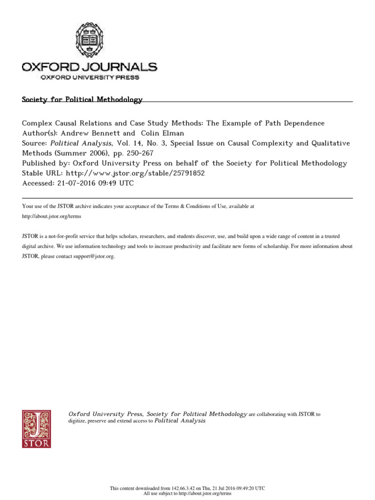 Bennet y Elman (2006) - Complex Causal Relations and Case Study Methods | PDF | Causality ...