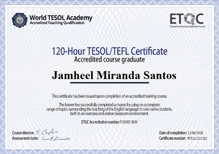 Tesol Certificate | PDF