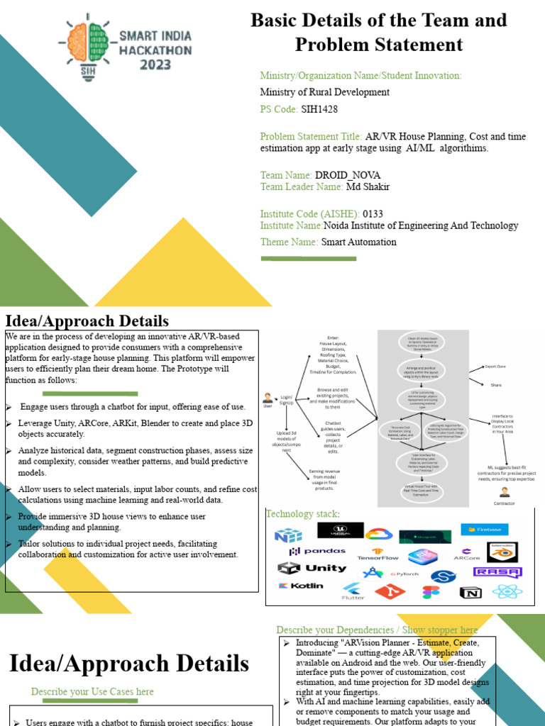 Idea Presentation Format SIH2023 College | PDF | Augmented Reality | Machine Learning
