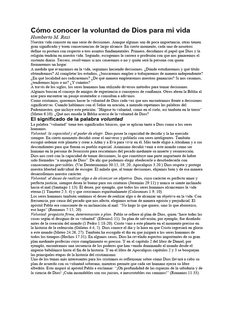 Cómo Conocer La Voluntad de Dios para Mi Vida | PDF | espíritu Santo | Biblia