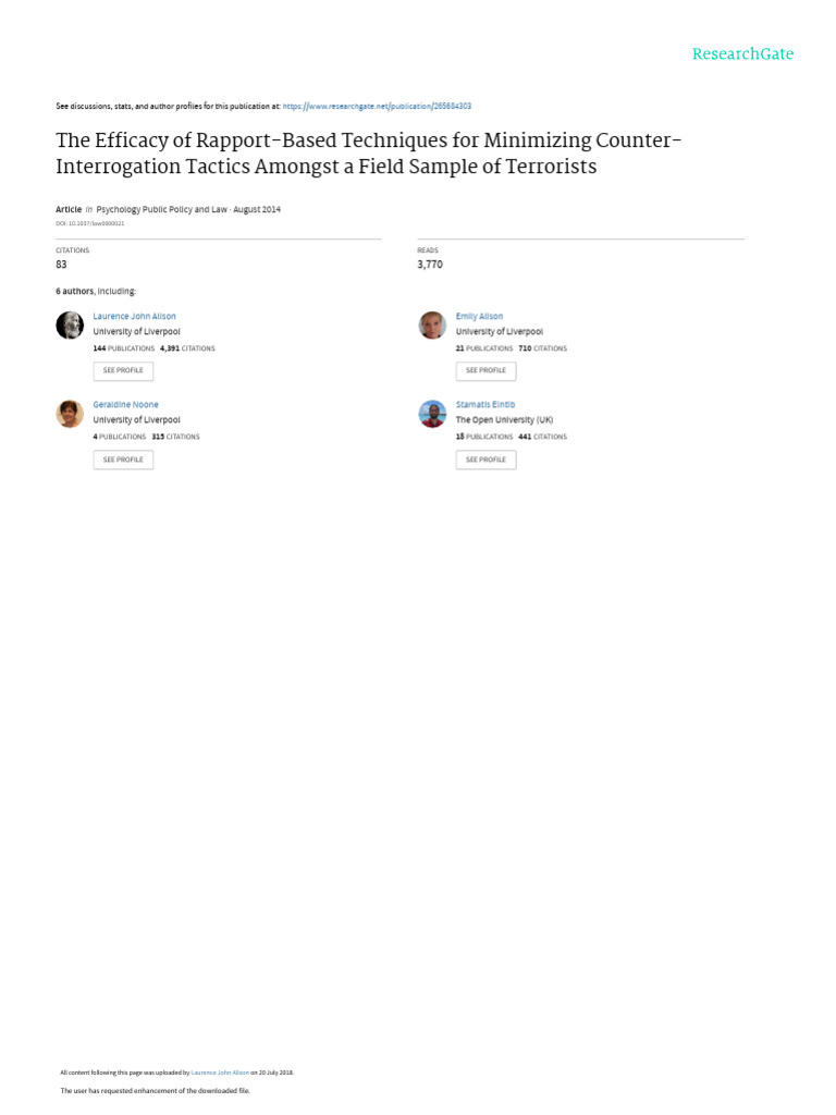 The Efficacyof Rapport Based Techniquesfor Minimizing Counter ...
