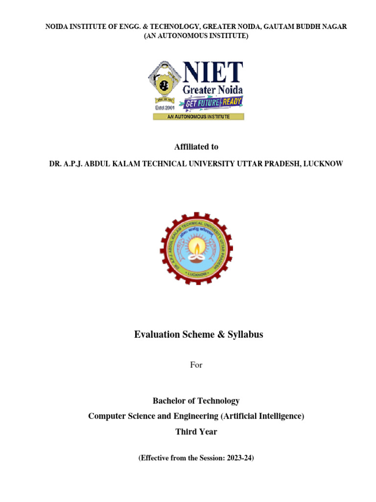 B.Tech in Computer Science and Engineering Artificial Intelligence Third Year 2023 24 | PDF ...