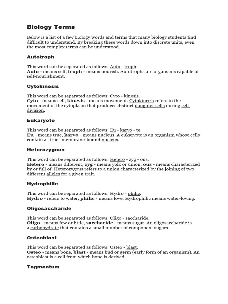 Biology Terms | PDF | Cell (Biology) | Biology