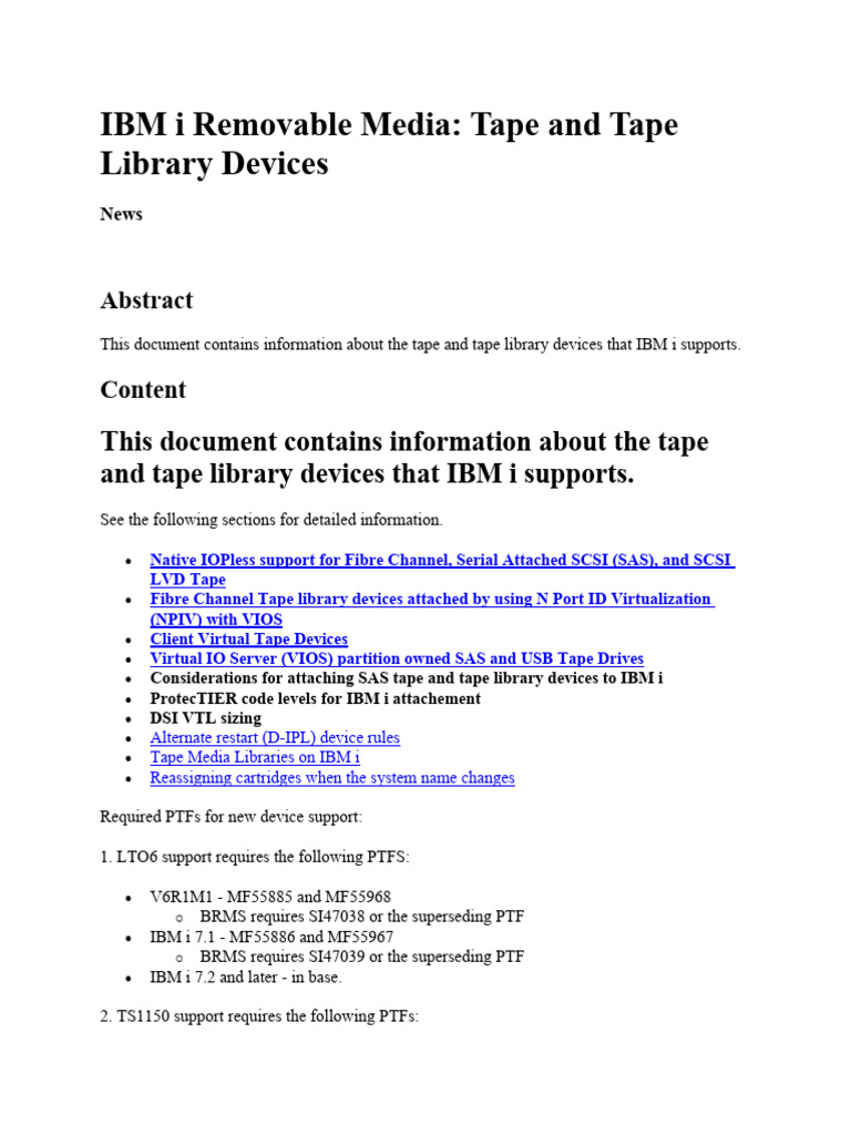 IBM I Removable Media Tape and Tape Library Devices - 29 Aug 2023 | PDF ...