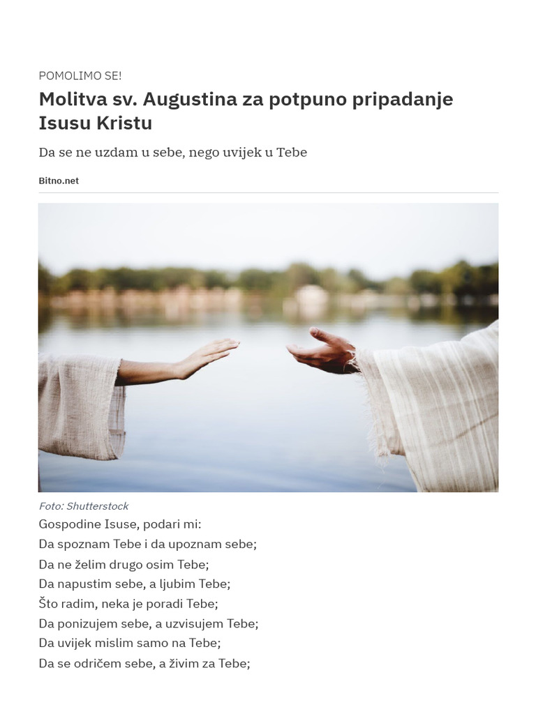 Molitva SV Augustina Za Potpuno Pripadanje Isusu - 240207 - 055403 | PDF