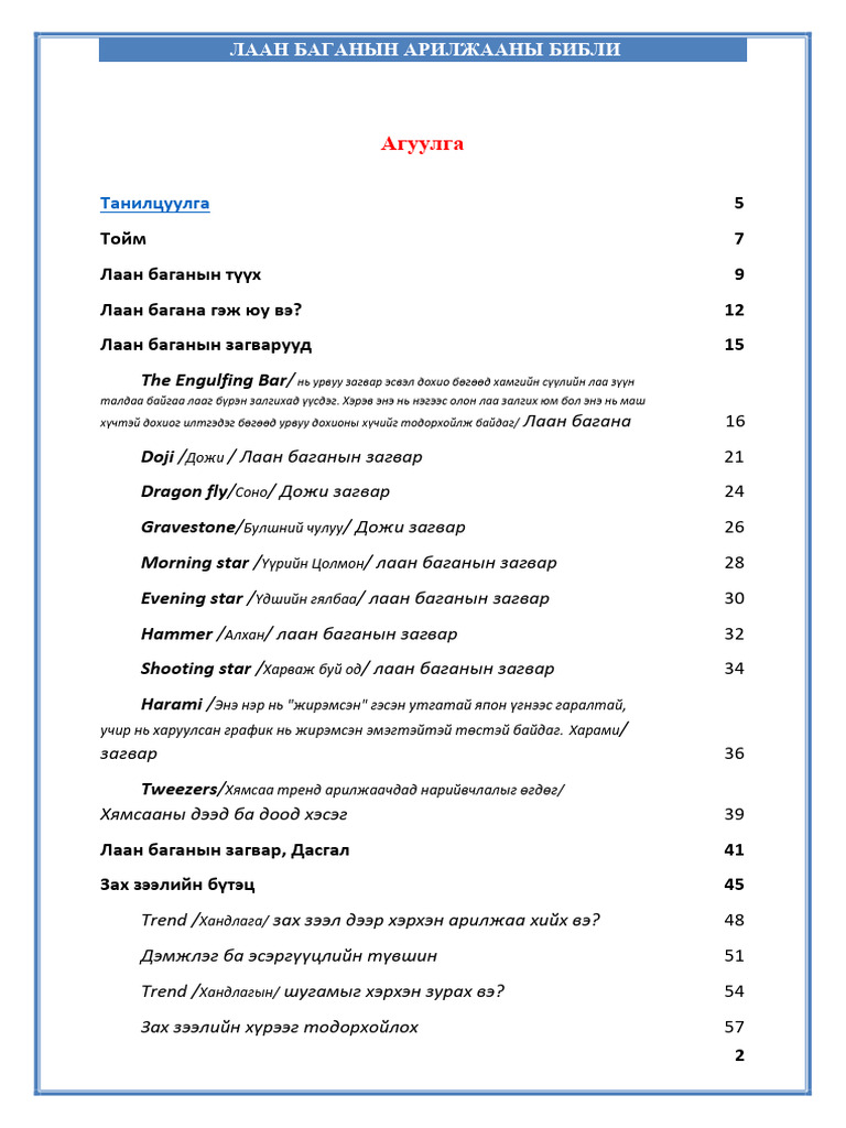 THE CANDLESTICK TRADING BIBLE MON (Агуулга) | PDF