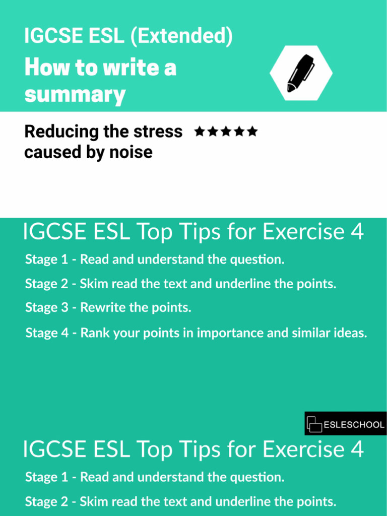 IGCSE ESL Summary Extended | PDF