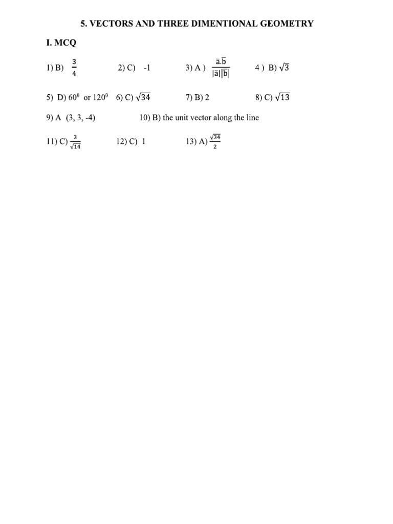 5.vectors Answer Bank | PDF
