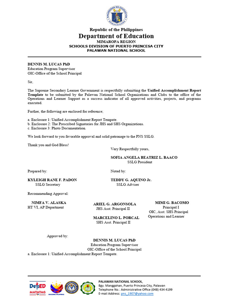 Unified Accomplishment Report Template | PDF