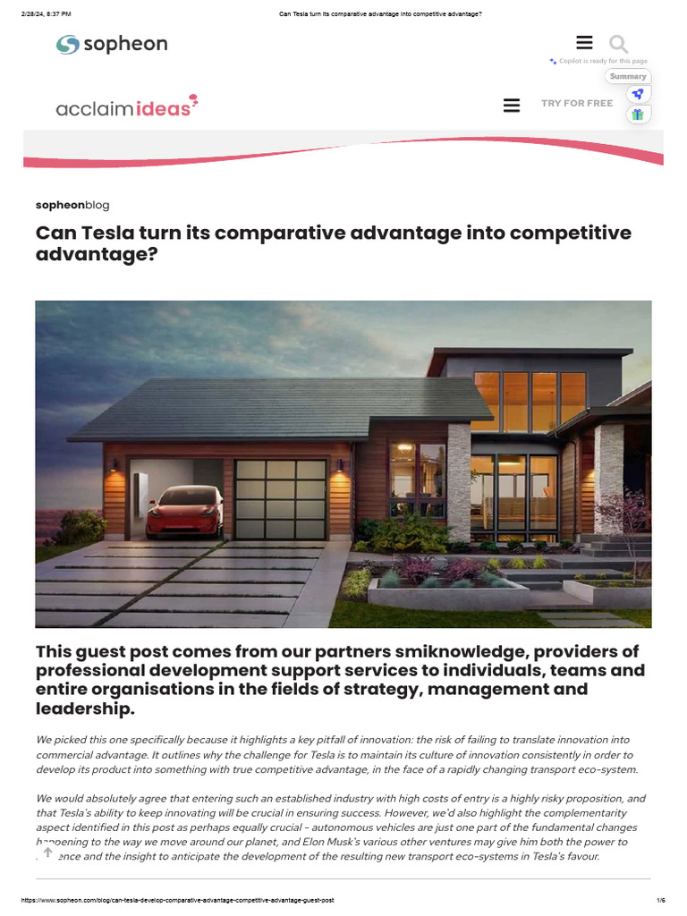 Can Tesla Turn Its Comparative Advantage Into Competitive Advantage ...