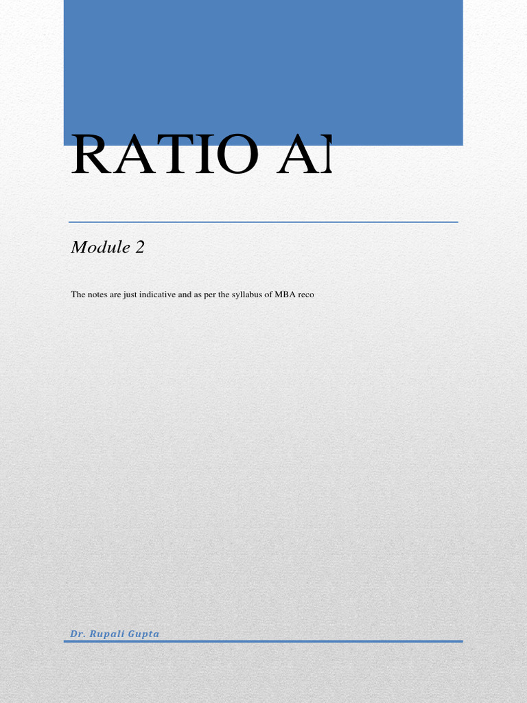 UNIT 2 - Ratio Analysis | PDF | Equity (Finance) | Dividend