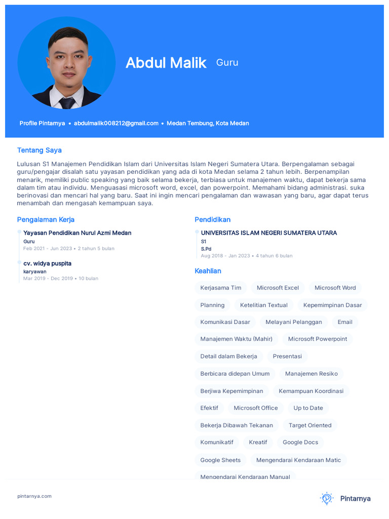 CV Abdul Malik | PDF