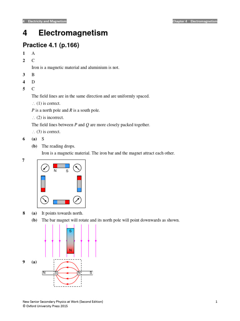 CH 4 Electromagnetism Textbook Suggested Answers | Download Free PDF ...
