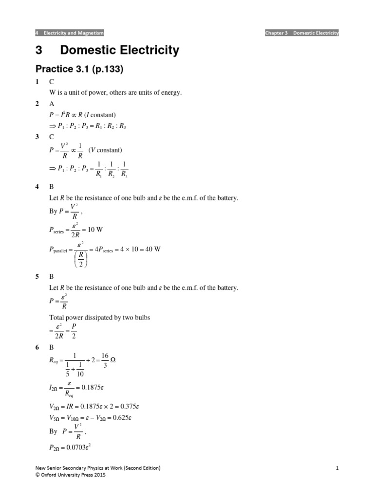 Domestic Electricity Concepts and Calculations | PDF | Resistor | Watt