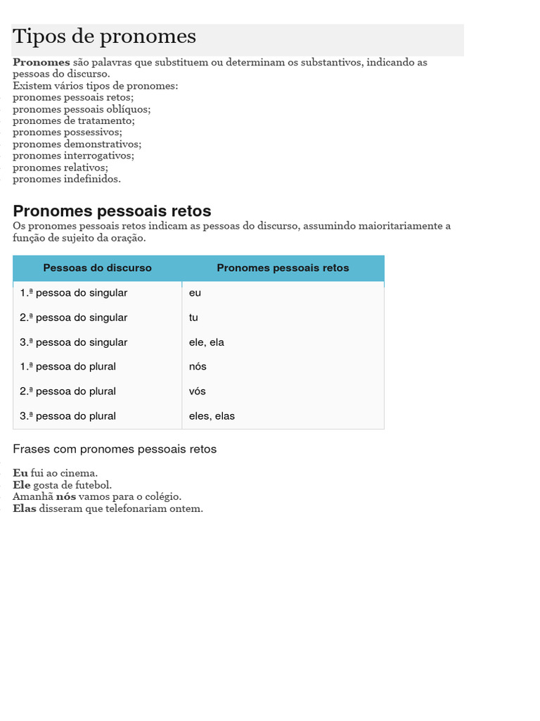 Todos Os Pronomes | PDF | Pronome | Número gramatical