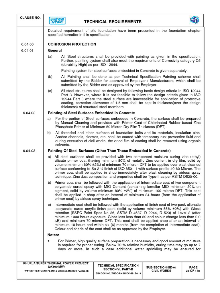 Technical Specifications - Painting of Steel | PDF | Paint | Corrosion