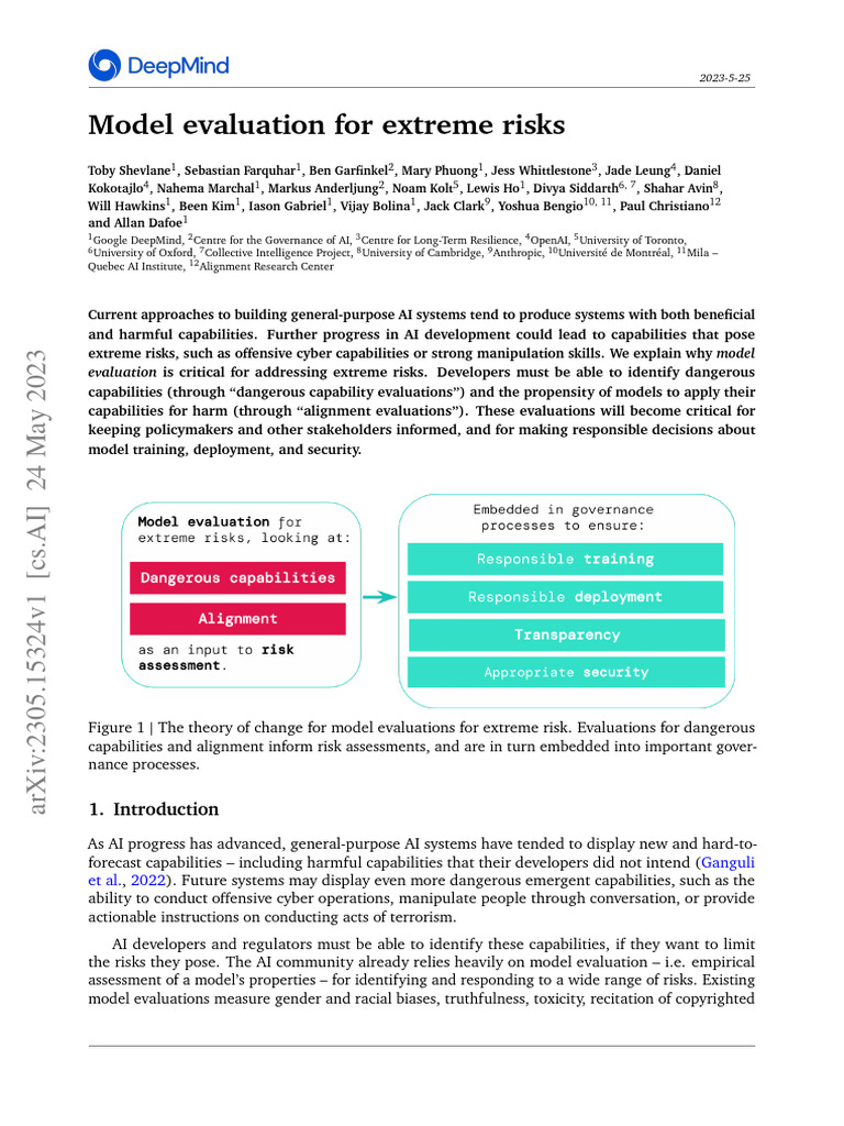 Model Evaluation For Extreme Risks | PDF | Risk | Artificial Intelligence