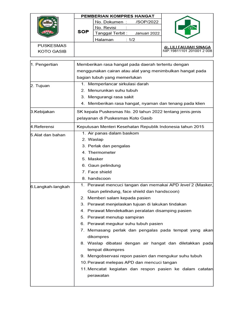 Sop Kompres Hangat 2022 | PDF