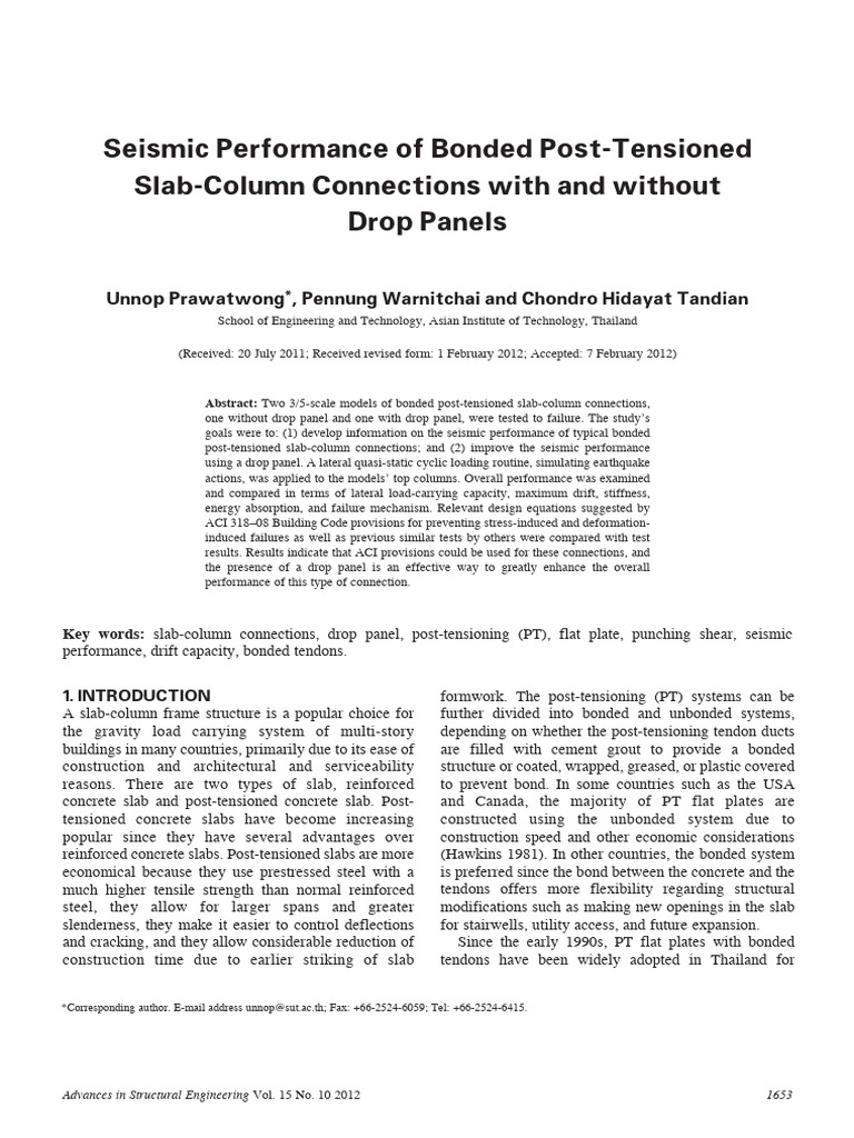 Seismic Performance of PT Slab-Column Connections | PDF | Prestressed ...