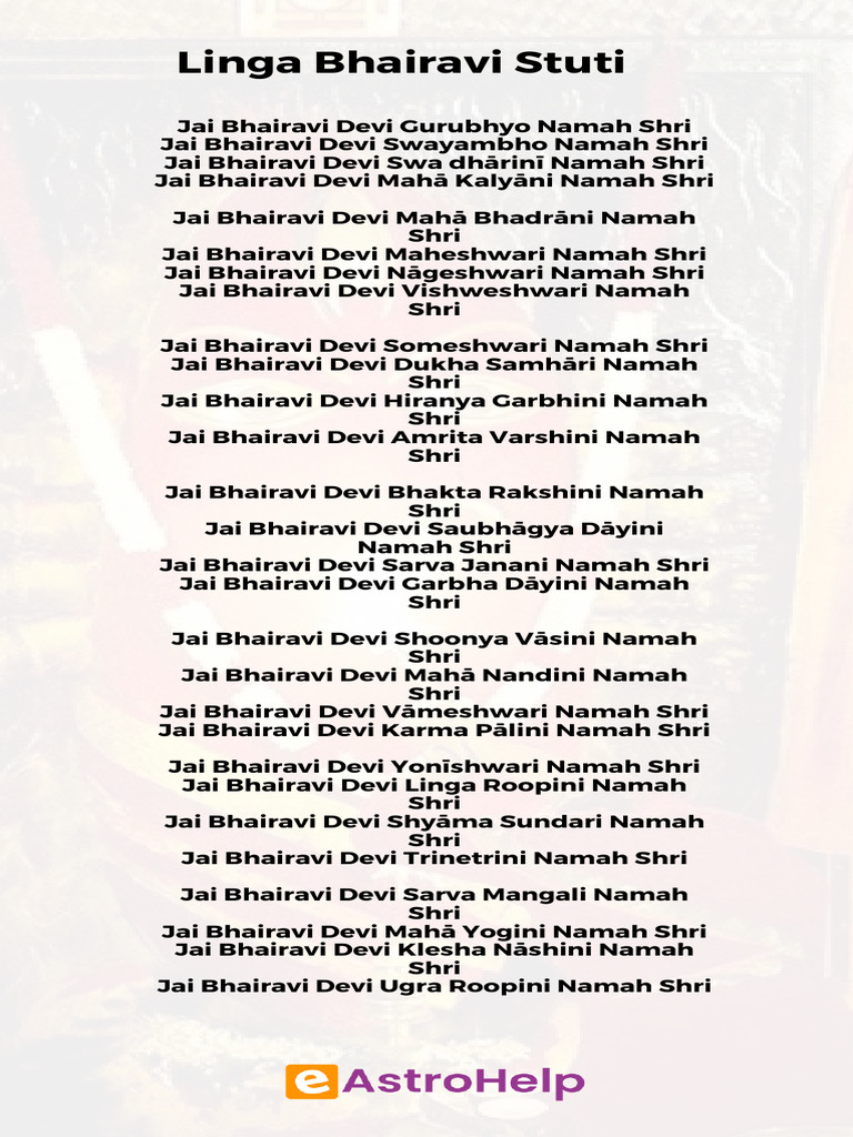 Linga Bhairavi Stuti PDF | PDF | Religion & Spirituality