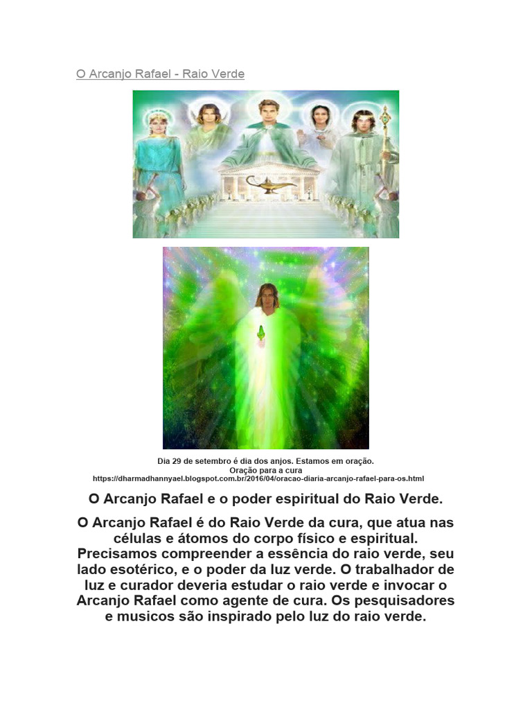 O Arcanjo Rafael Verde PDF Anjo Ora o