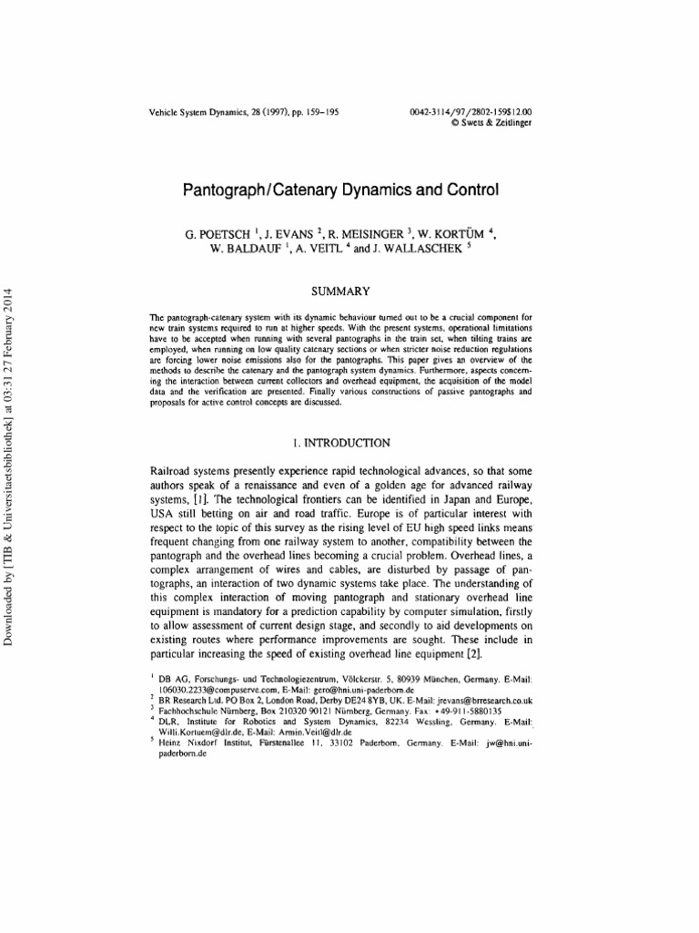 Pantograph Catenary Dynamics and Control | PDF | Bending | Partial Differential Equation
