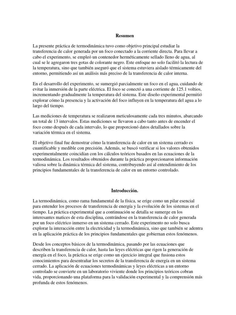 Practica 3 Termo | PDF | Calor | Termodinámica