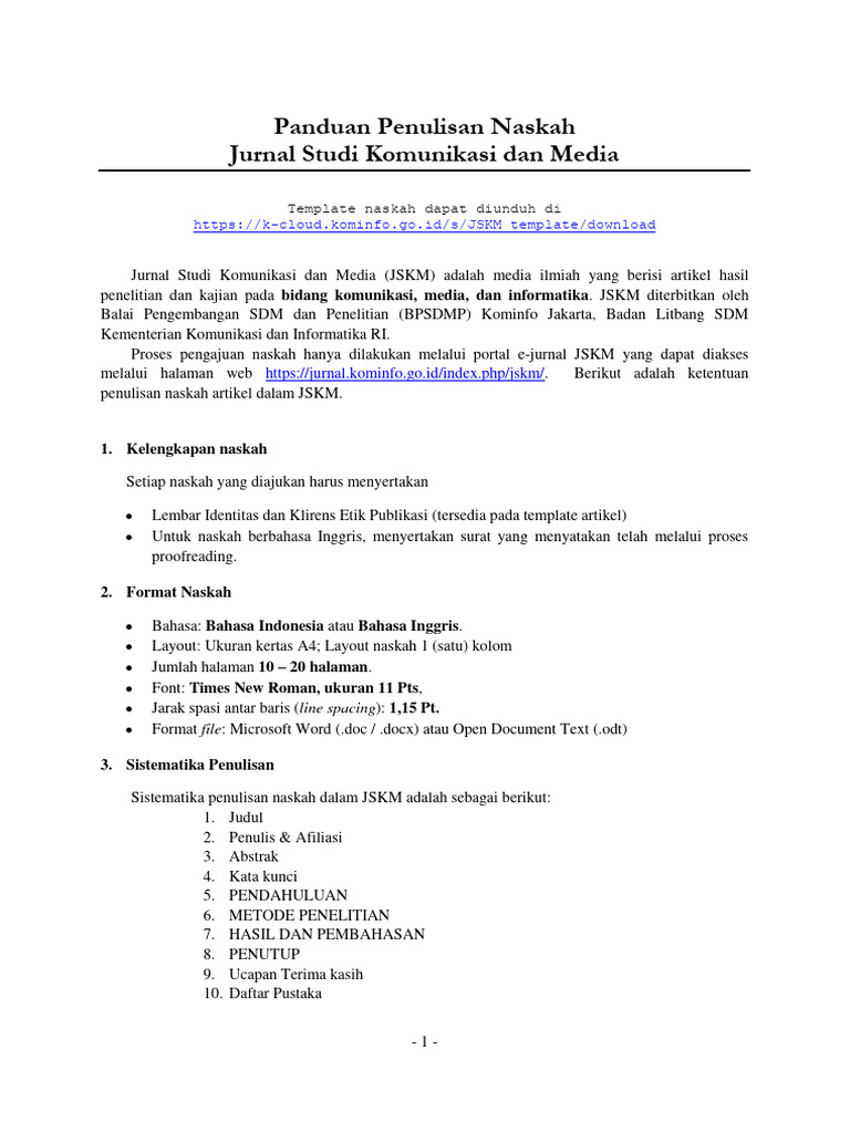 Panduan Naskah Jurnal JSKM | PDF | Seni
