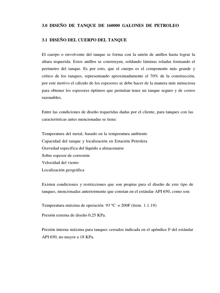Diseo de Tanques Segun Api 650 | PDF | Tanques | Presión
