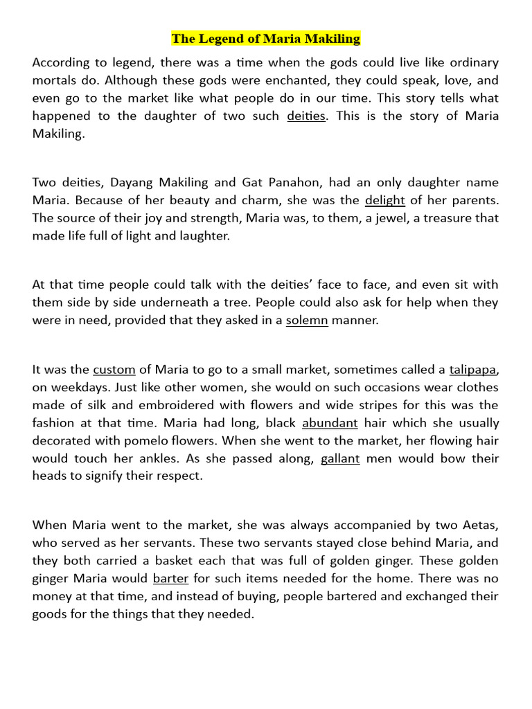The Legend of Maria Makiling | PDF | Deities