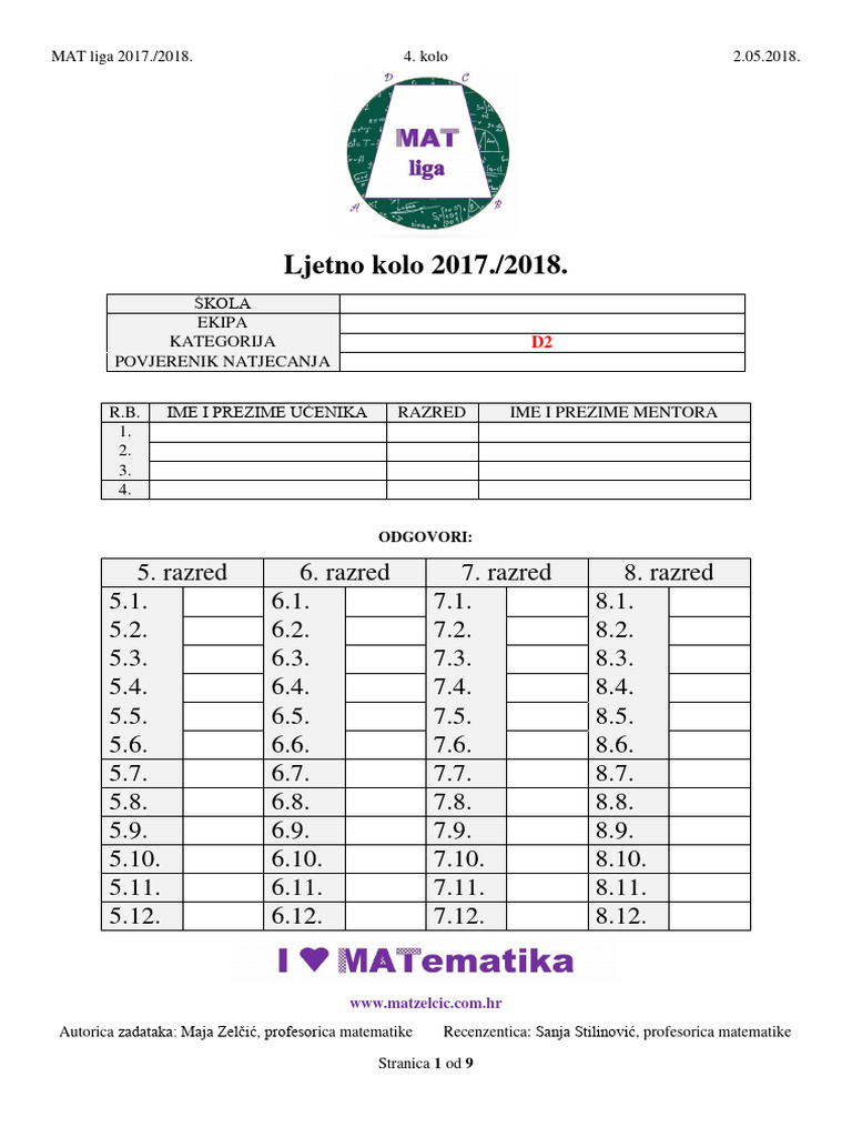 Test OS D2 4 Kolo 2017 - 18 | PDF
