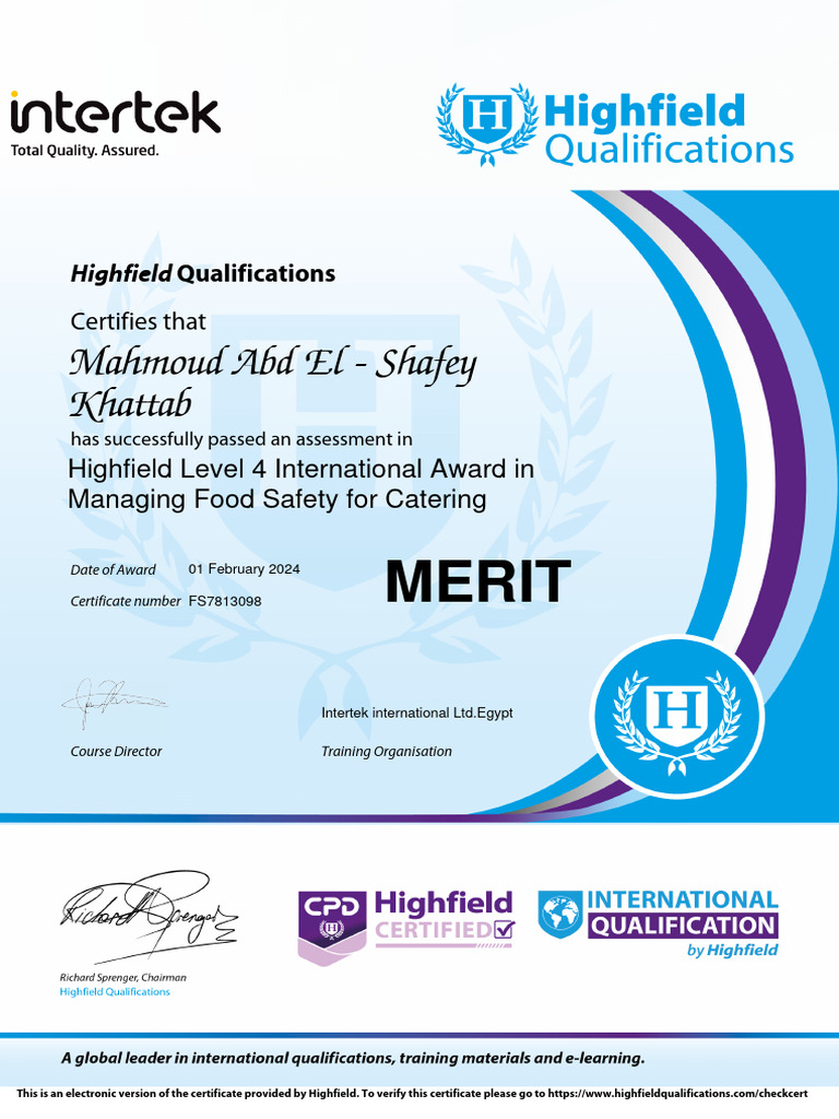 Level 4 Food Safety Certificate | PDF