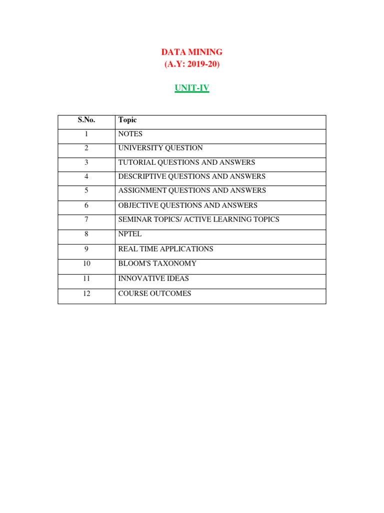 Data Mining Unit-Iv | PDF | Cluster Analysis | Outlier